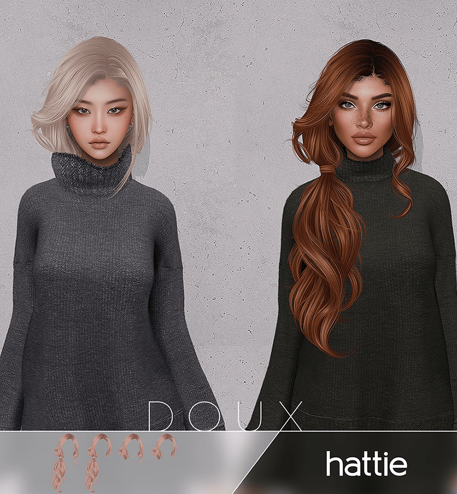 DOUX - Hattie hairstyle (Back- curly strands) - The Sims 4 Create a Sim ...