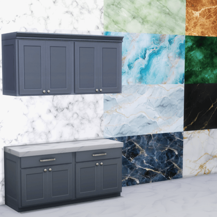 Marble backsplash with gloss effect - Wall decal - The Sims 4 Build ...