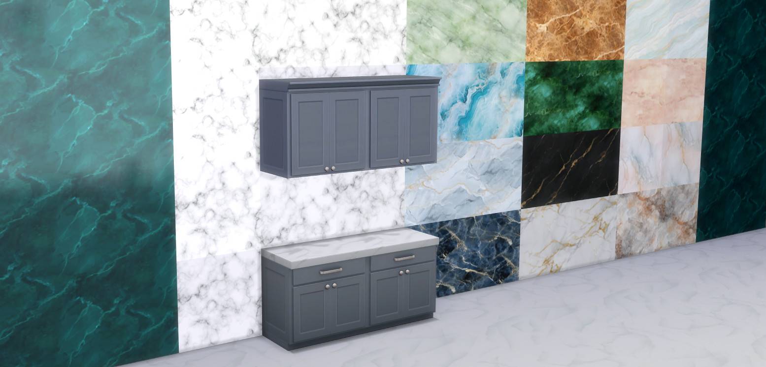 Marble backsplash with gloss effect - Wall decal - The Sims 4 Build ...