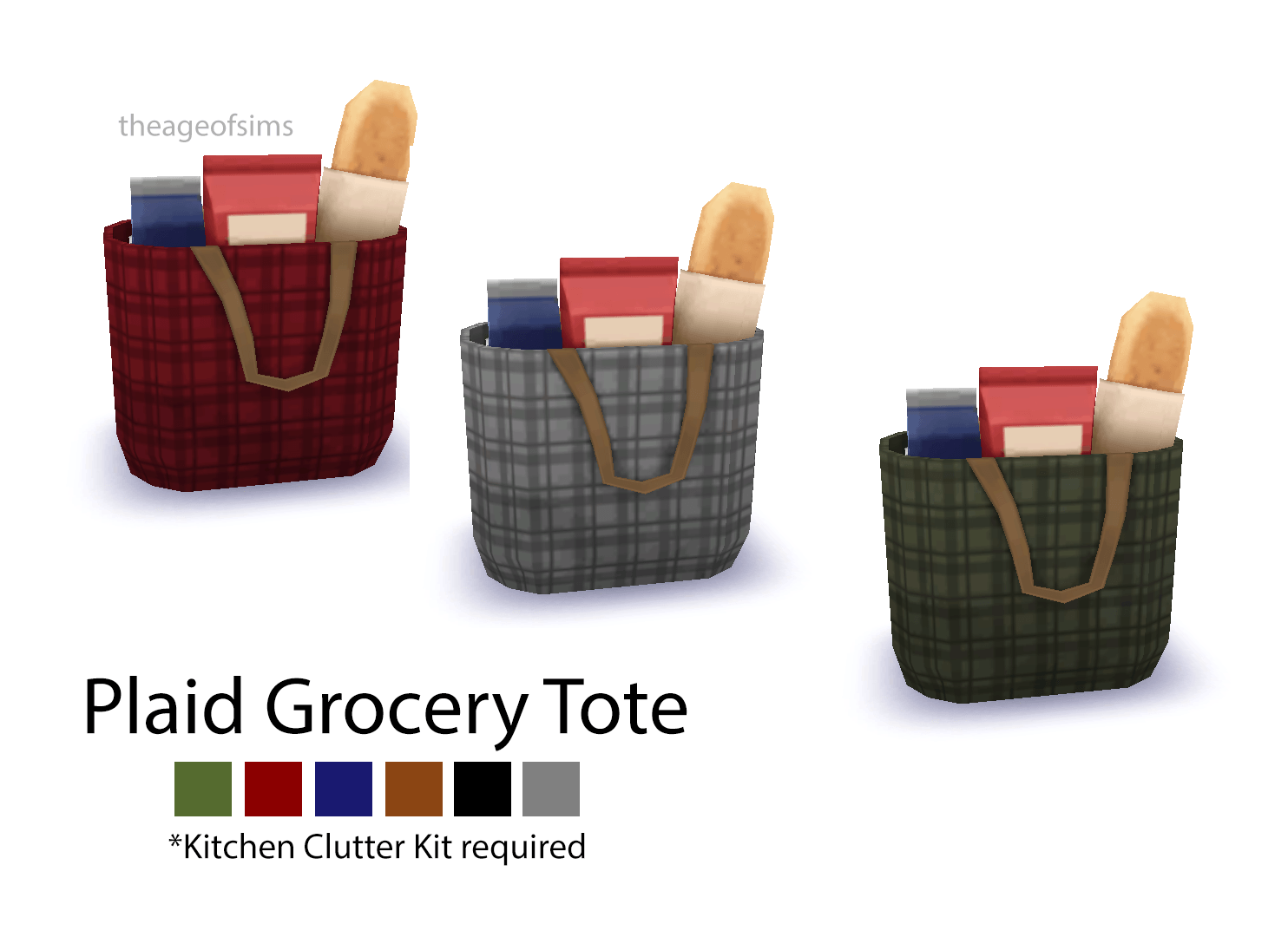 Plaid Grocery Tote [Kitchen Clutter Kit required] - Gallery - The Sims ...