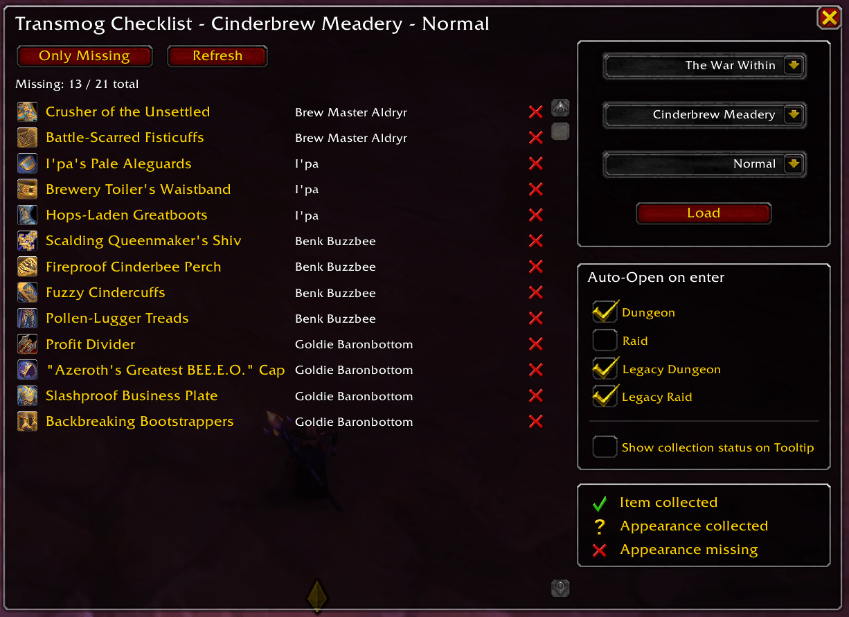 Transmog Checklist - Gallery - World of Warcraft Addons - CurseForge