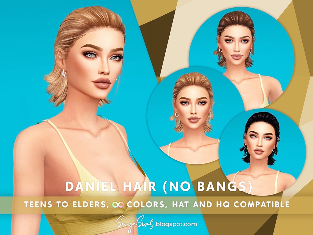 SONYASIMS - DANIEL HAIR FOR FEMALES (NO BANGS) - The Sims 4 Create a ...