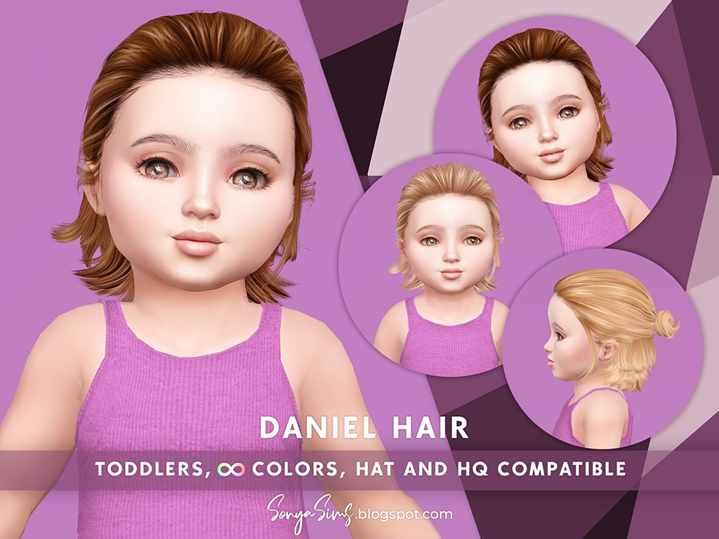 SONYASIMS - DANIEL HAIR FOR FEMALES (NO BANGS) TODDLERS - The Sims 4 ...