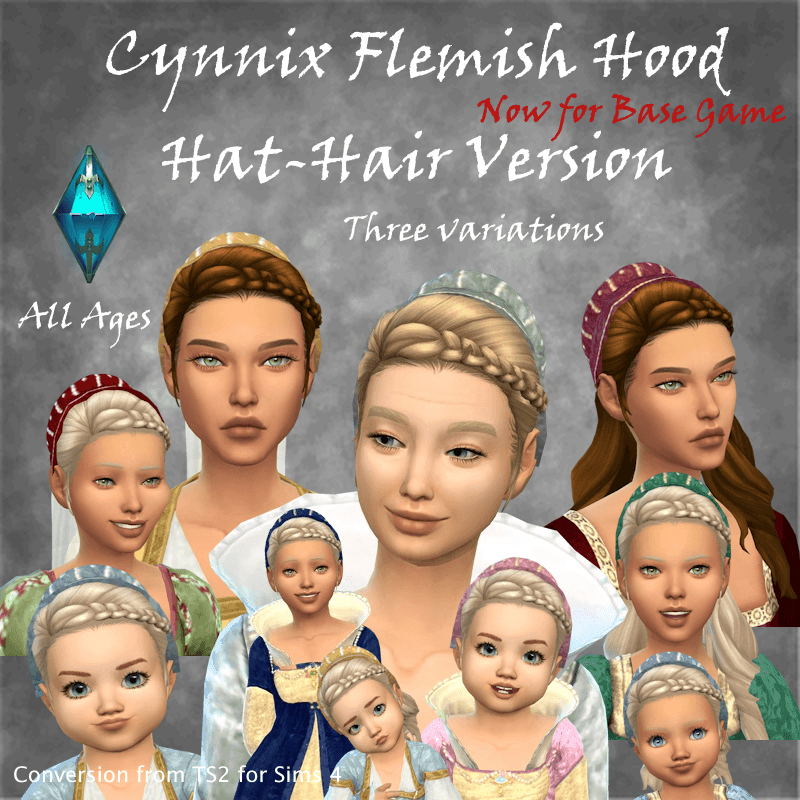 Cynnix Flemish Hood Hat-Hair Version - Gallery - The Sims 4 Create a ...