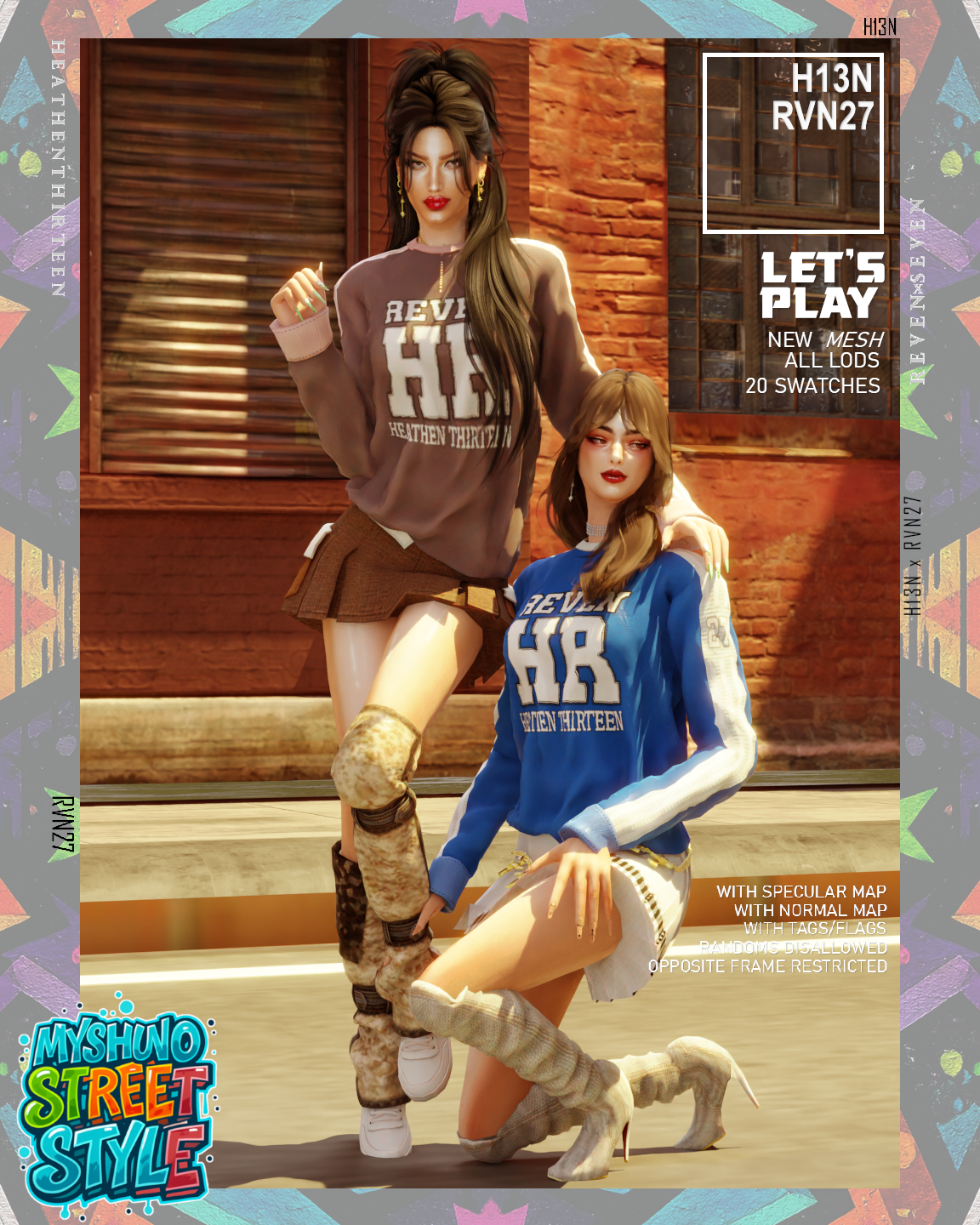 Branded Stripe Graphic Long Sleeve Jersey Shirt at The Sims 4 Nexus ...