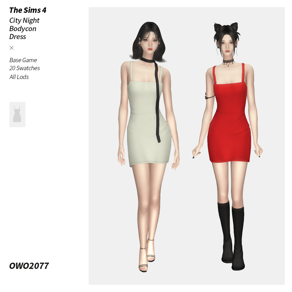 OWO2077 - City Night Bodycon Dress - The Sims 4 Create a Sim - CurseForge