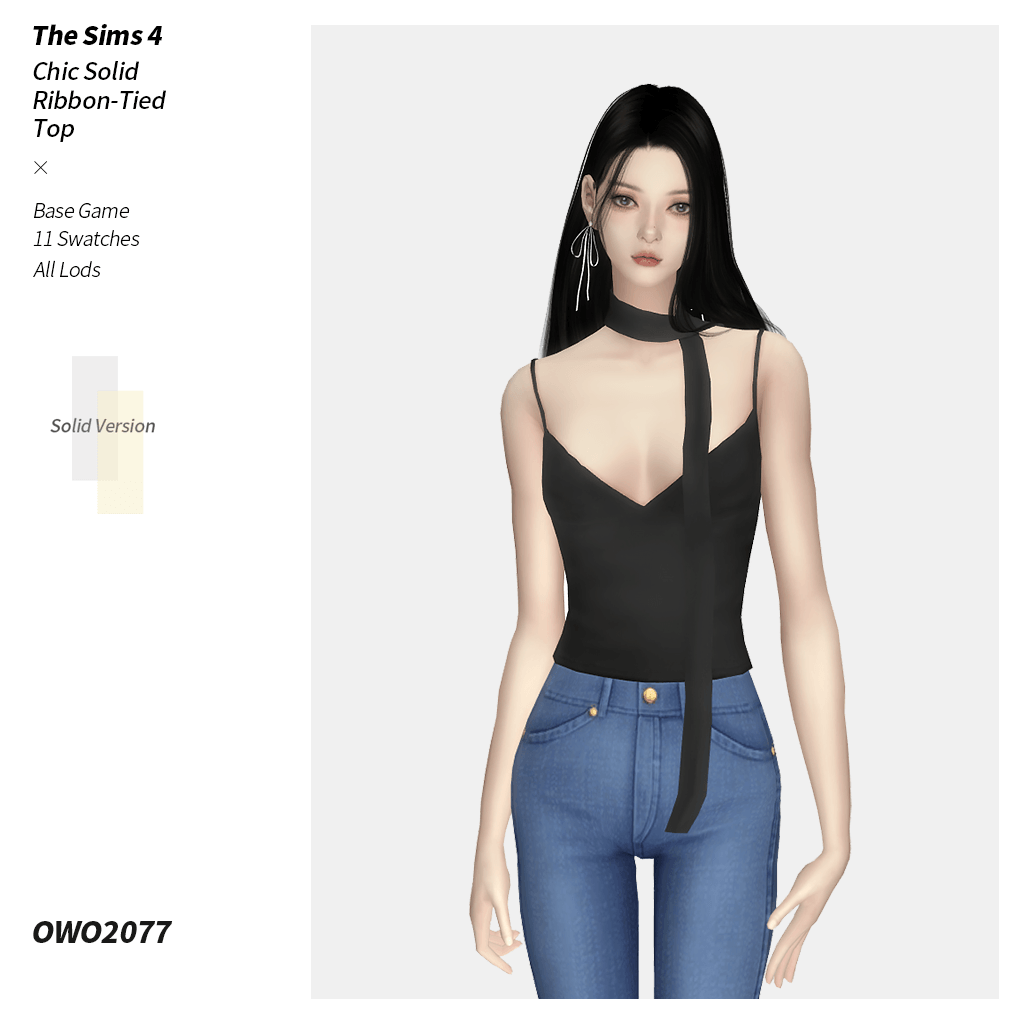 OWO2077 - Chic Solid Ribbon Top - The Sims 4 Create a Sim - CurseForge