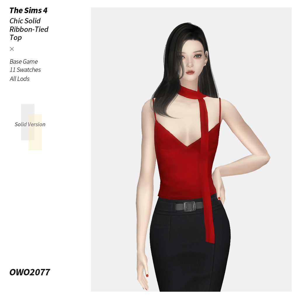 OWO2077 - Chic Solid Ribbon Top - The Sims 4 Create a Sim - CurseForge