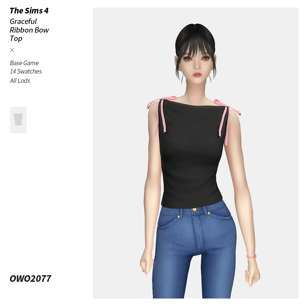 OWO2077 - Graceful Ribbon Bow Top - The Sims 4 Create a Sim - CurseForge