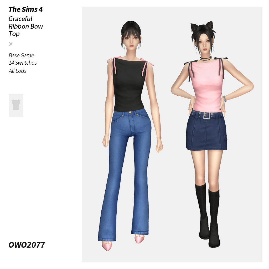 OWO2077 - Graceful Ribbon Bow Top - The Sims 4 Create a Sim - CurseForge