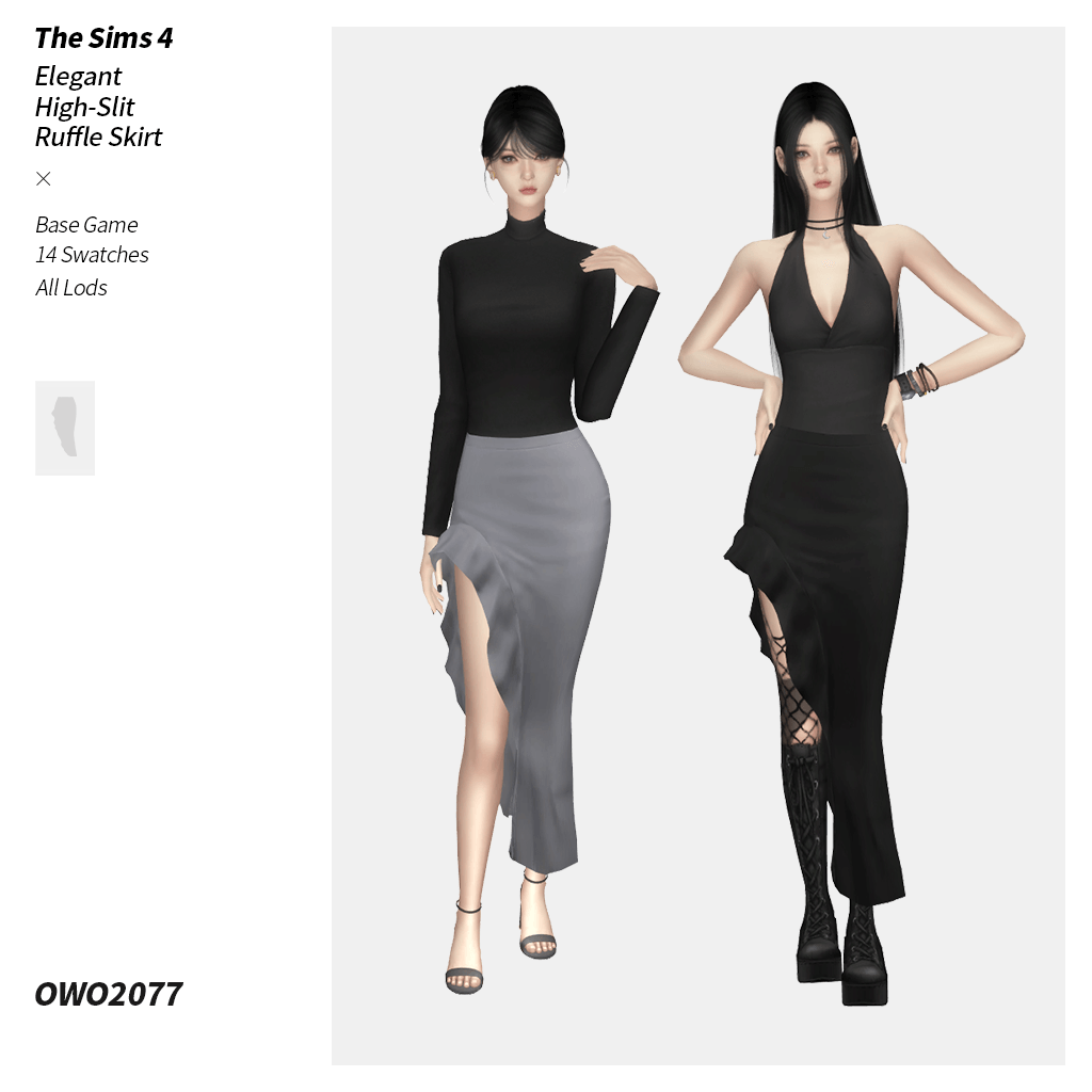 OWO2077 - Elegant High Slit Skirt - The Sims 4 Create a Sim - CurseForge