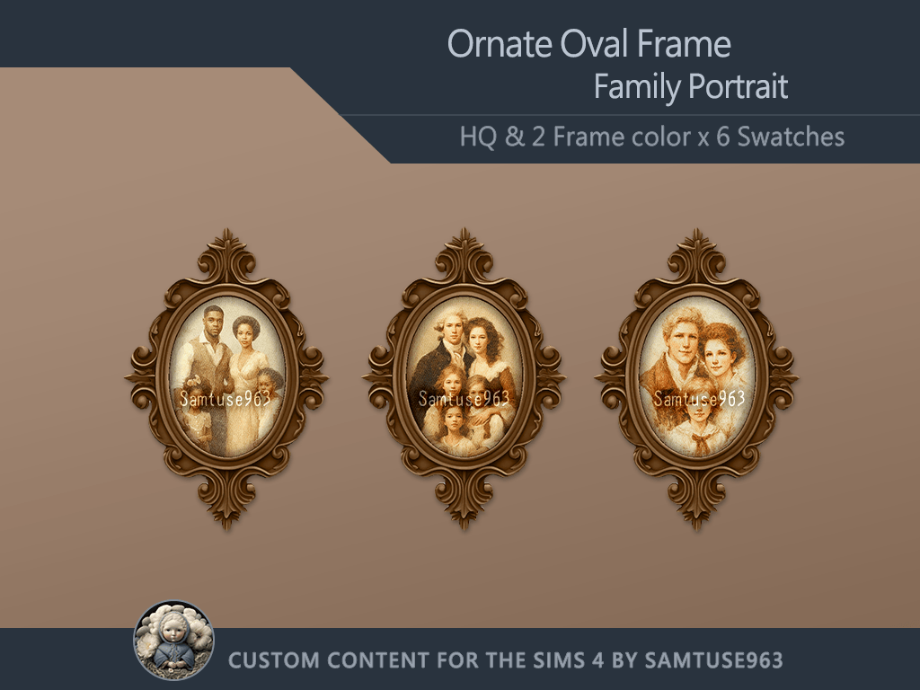 HQ Ornate Oval Frame Family Portrait Sellable Samtuse963 - The Sims 4 ...