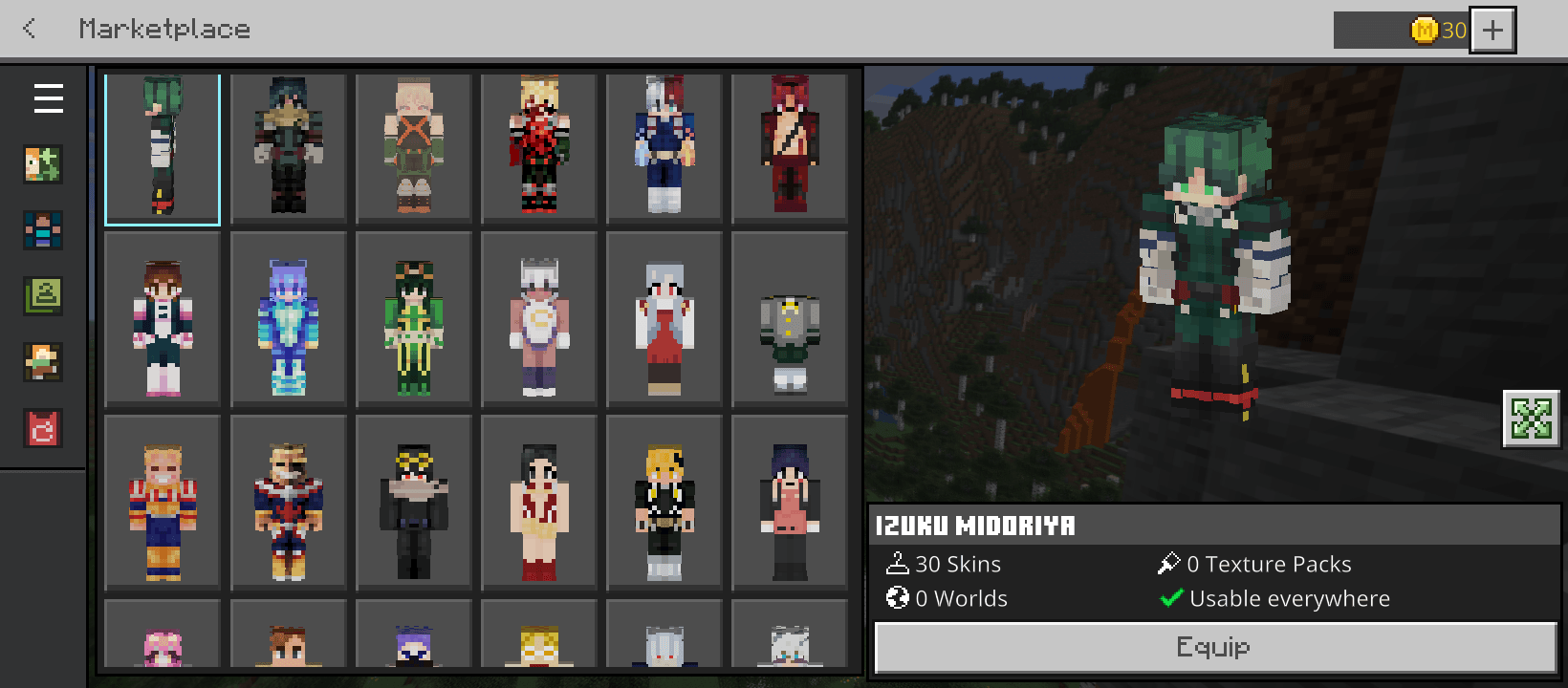 my hero academia skins - Gallery - Minecraft Bedrock Skins - CurseForge