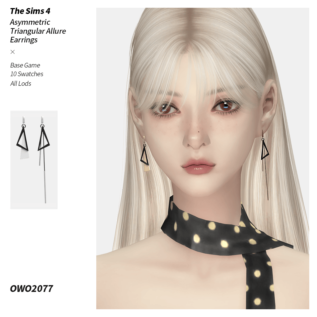 OWO2077 - F&M Triangular Allure Earrings - Gallery - The Sims 4 Create ...