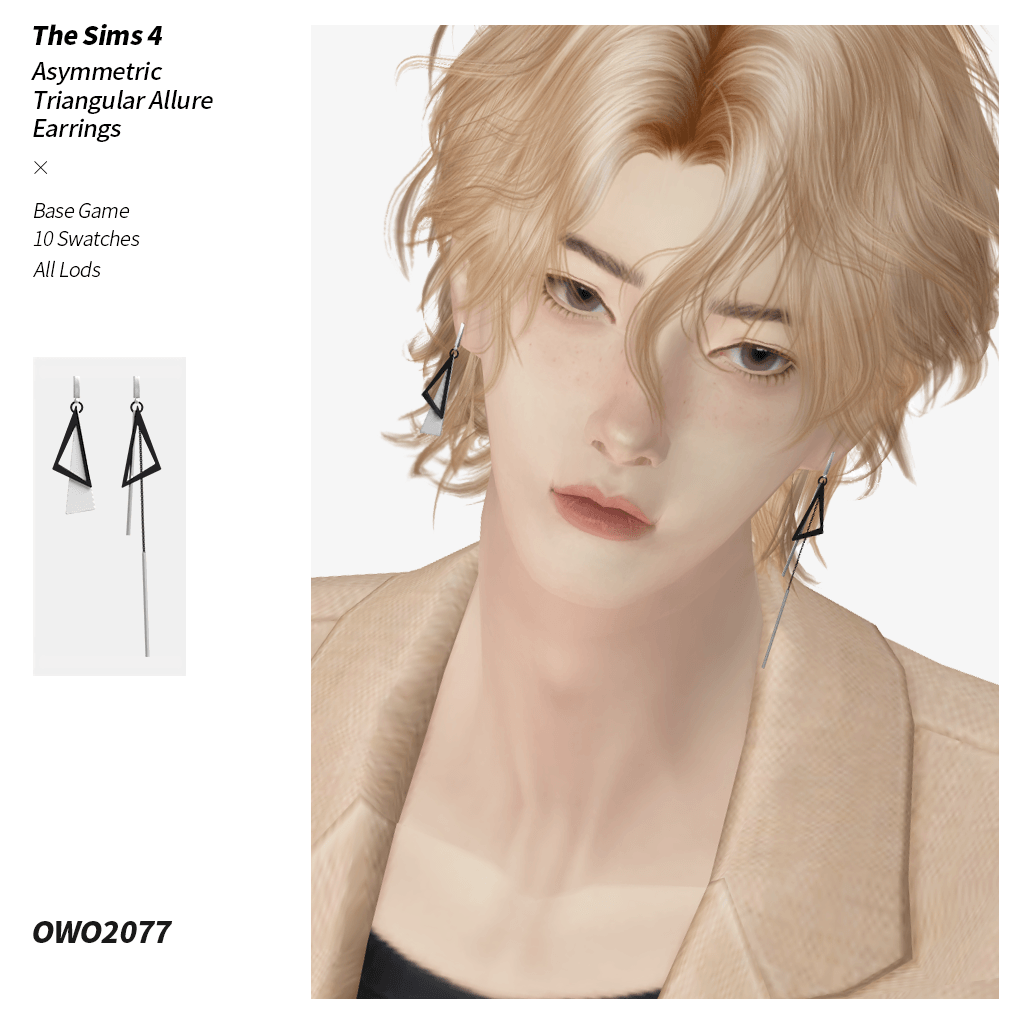 OWO2077 - F&M Triangular Allure Earrings - Gallery - The Sims 4 Create ...