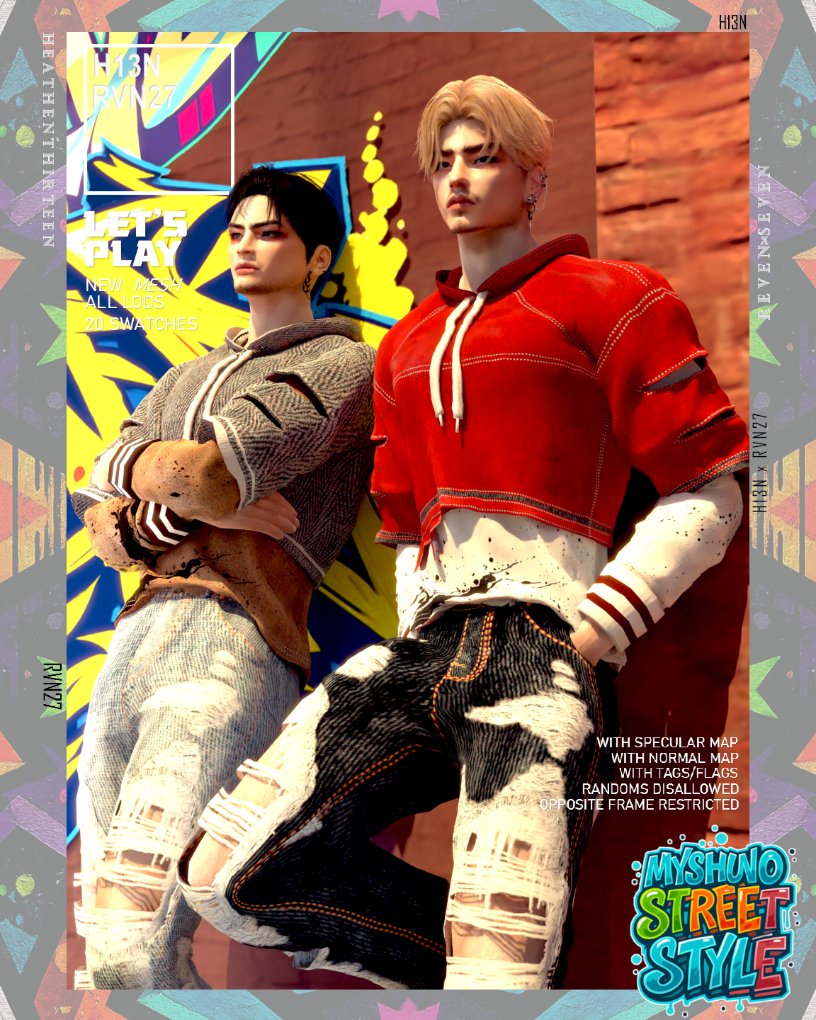 Ripped Cropped Drawsting Hoodie Splatter Pullover - The Sims 4 Create a ...