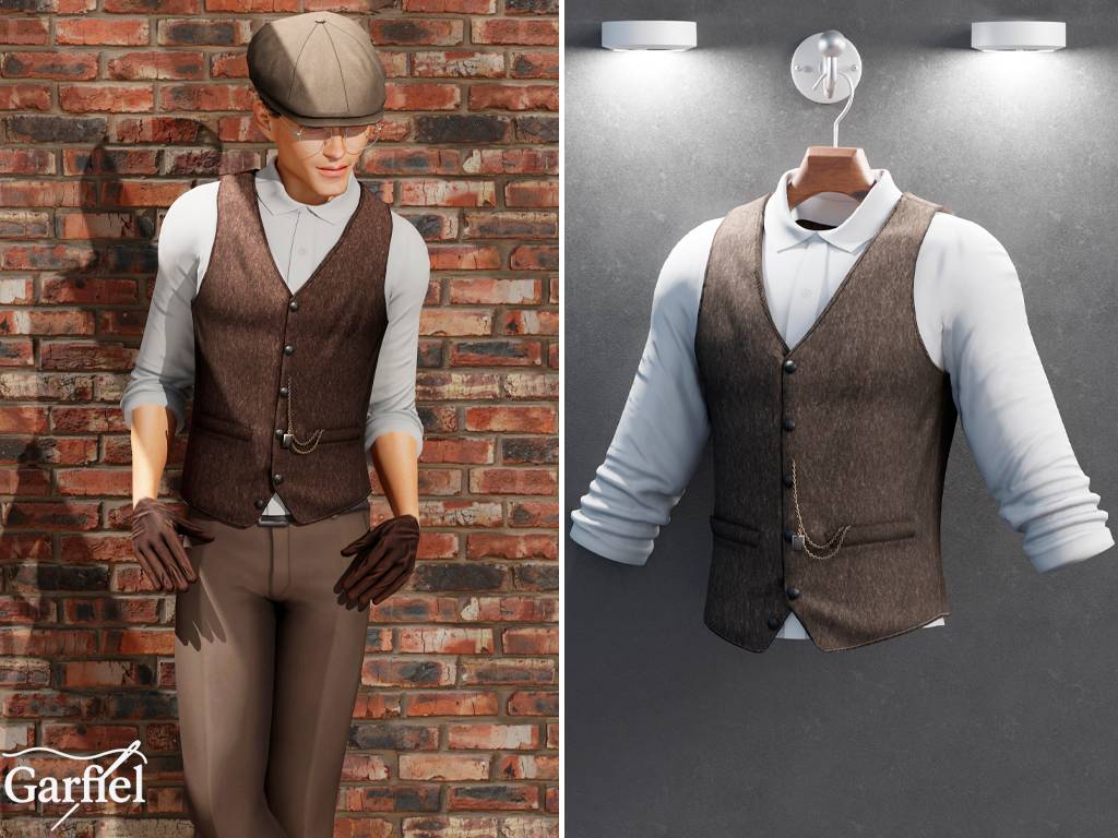 Adult - Classic vintage vest with chain detail - The Sims 4 Create a ...