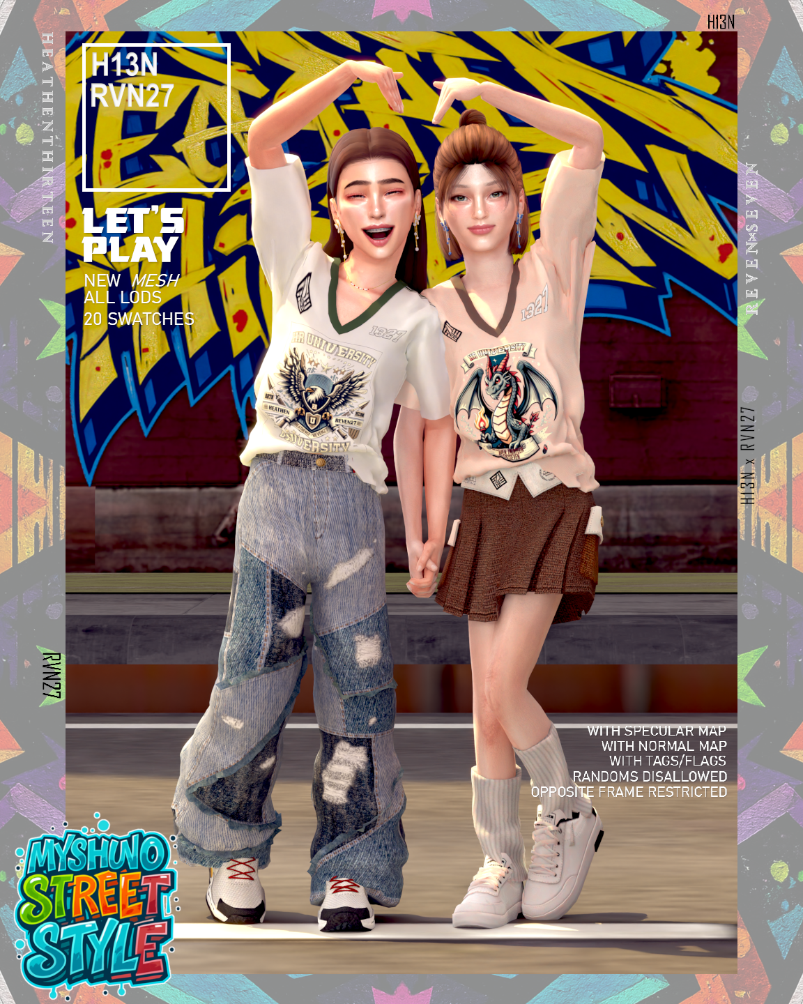 Girl's Streetwear Style VNeck Sports Jersey Shirt - The Sims 4 Create a ...