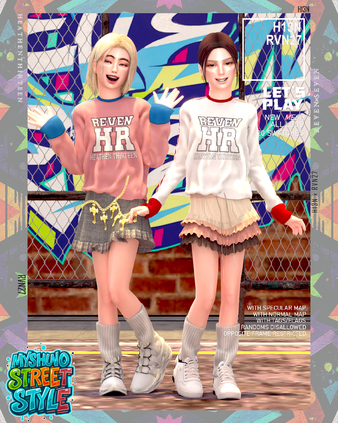 Girl's Branded Stripe Graphic Long Sleeve Jersey Shirt - The Sims 4 ...