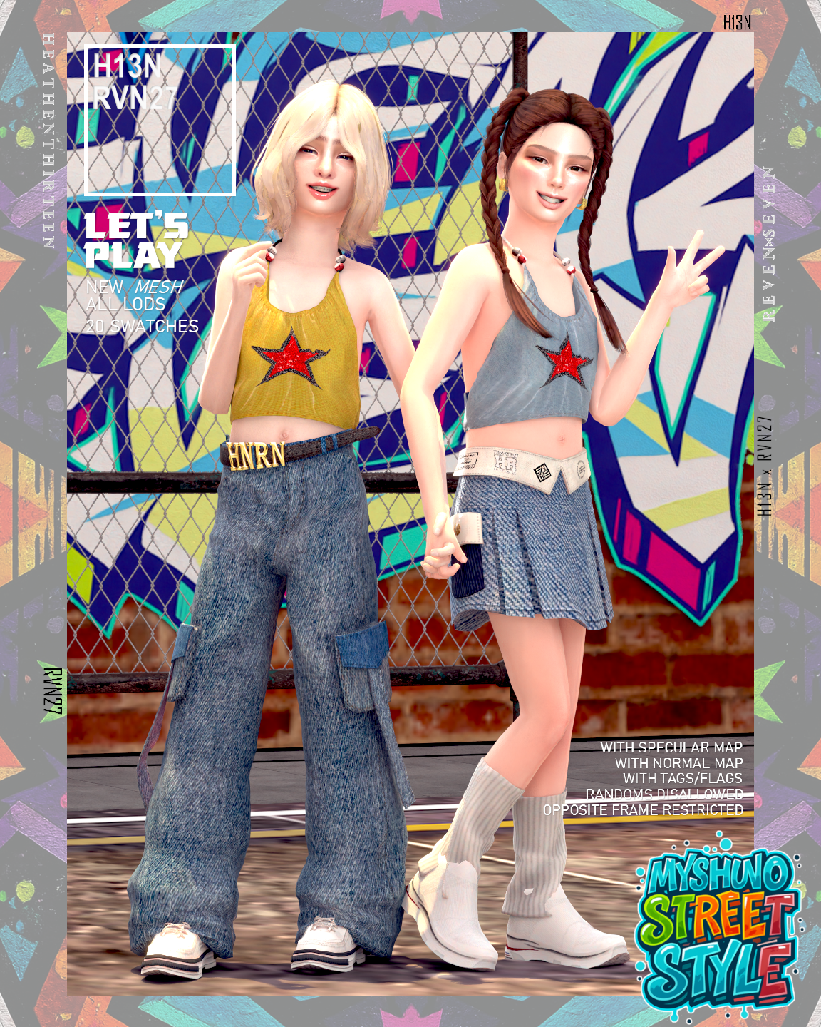 Girl's Burlap Beaded Halter Crop Top Star Patch - The Sims 4 Create a ...