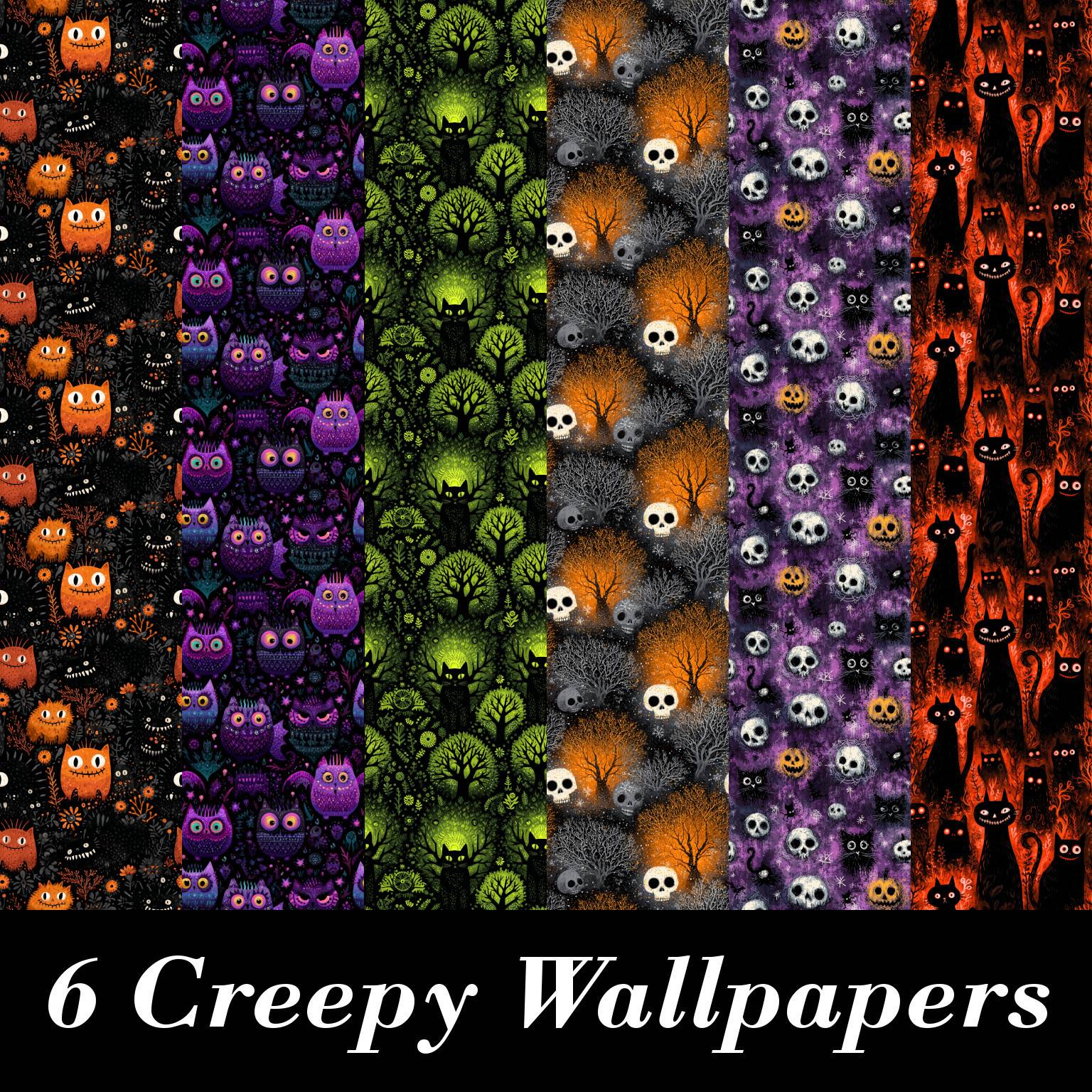 Creepy Halloween Patterned Wallpaper, Set 9 - The Sims 4 Build / Buy ...