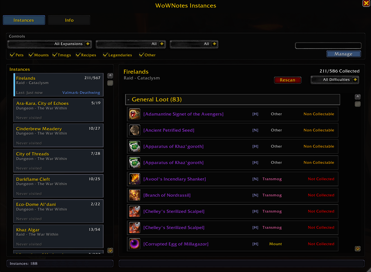 WoWNotes Instances (WoW Notes) - Gallery - World of Warcraft Addons ...