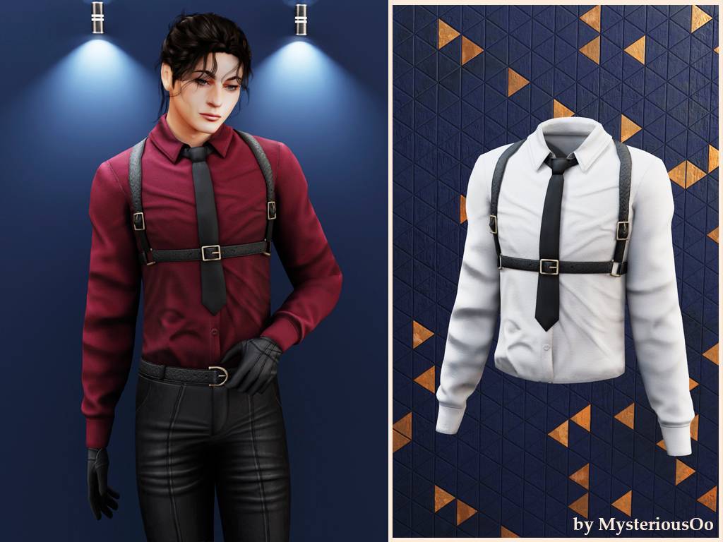 Shirt with tie and leather harness - The Sims 4 Create a Sim - CurseForge