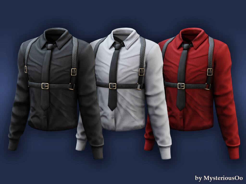 Shirt with tie and leather harness - The Sims 4 Create a Sim - CurseForge