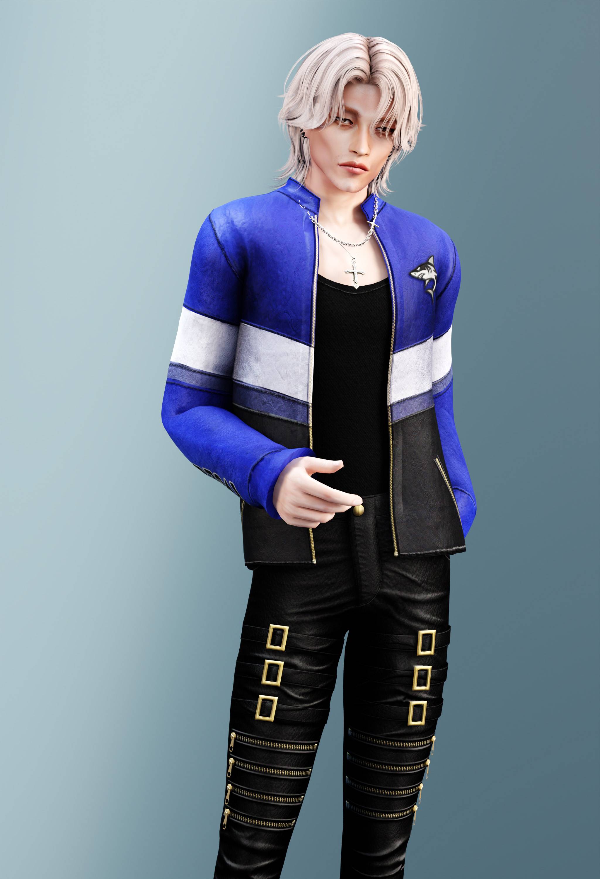 Adult - K-pop stage jacket with shark emblem - The Sims 4 Create a Sim ...
