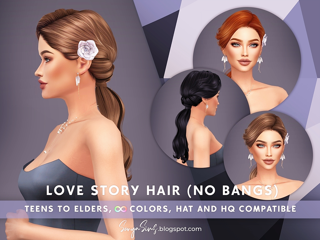 SONYASIMS - LOVE STORY HAIR (NO BANGS) - The Sims 4 Create a Sim ...
