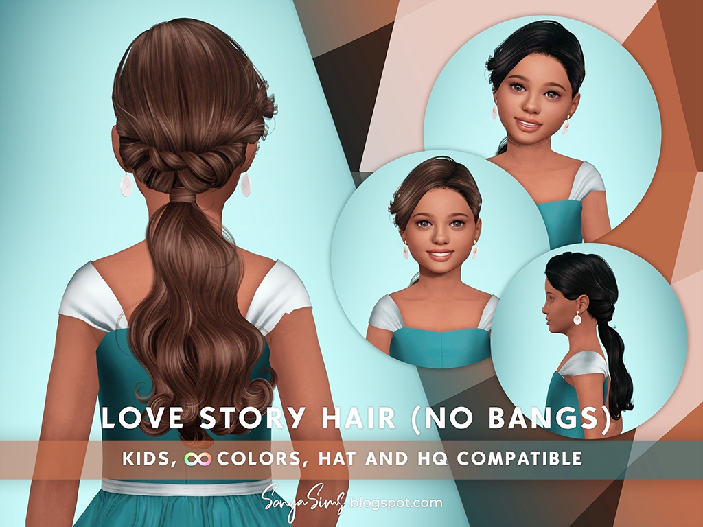 SONYASIMS - LOVE STORY HAIR KIDS (NO BANGS) - Gallery - The Sims 4 ...