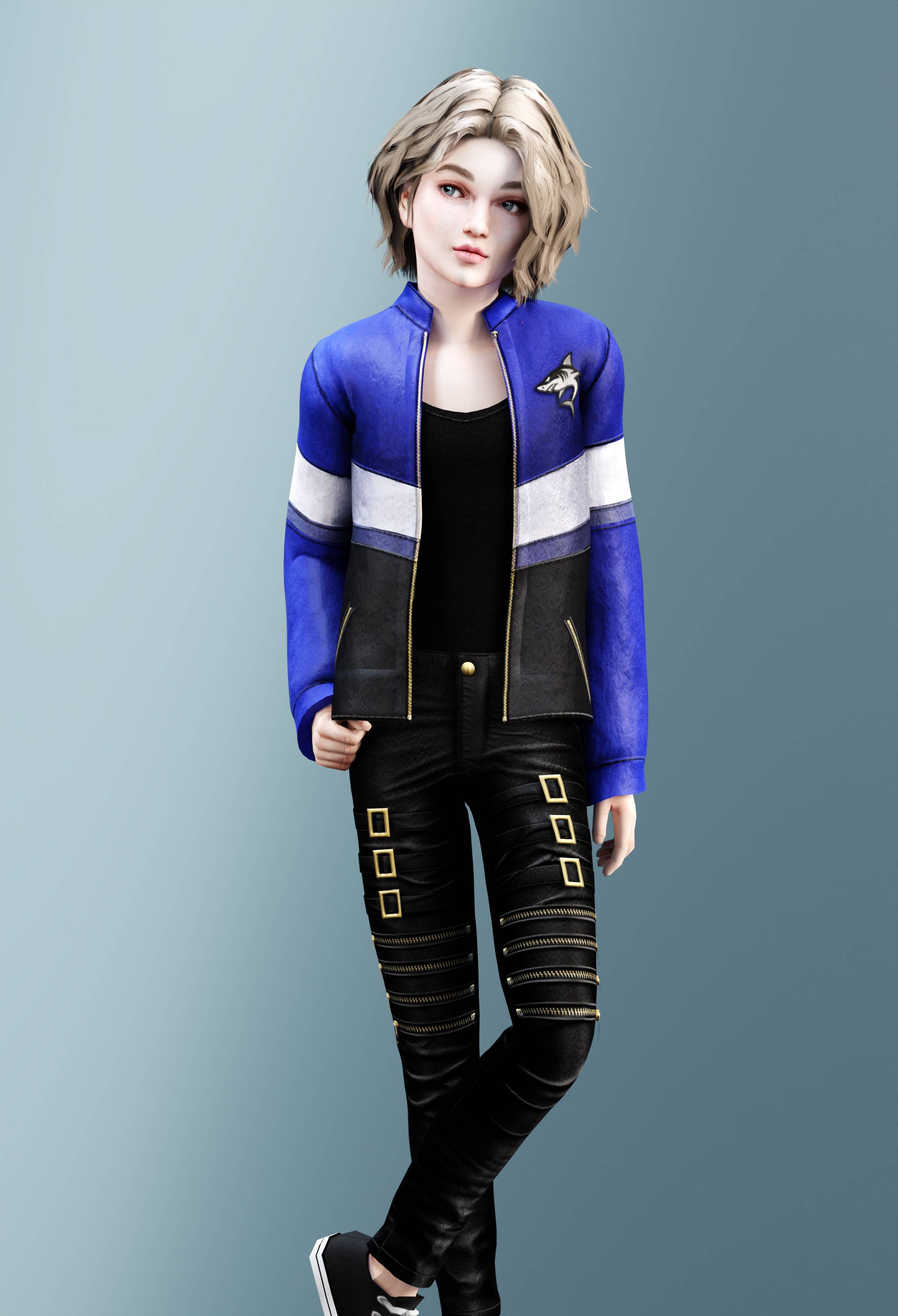 Child - K-pop inspired stage jacket with shark emblem - The Sims 4 ...