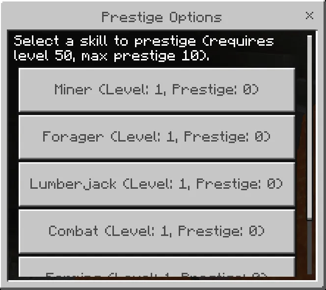 [Realm compatible] Skills levels and prestige system - Minecraft Bedrock Scripts - CurseForge
