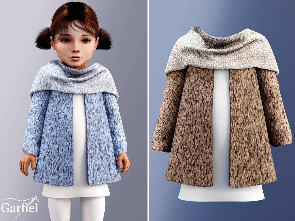 Toddler - Wool coat with matching scarf accent - The Sims 4 Create a ...