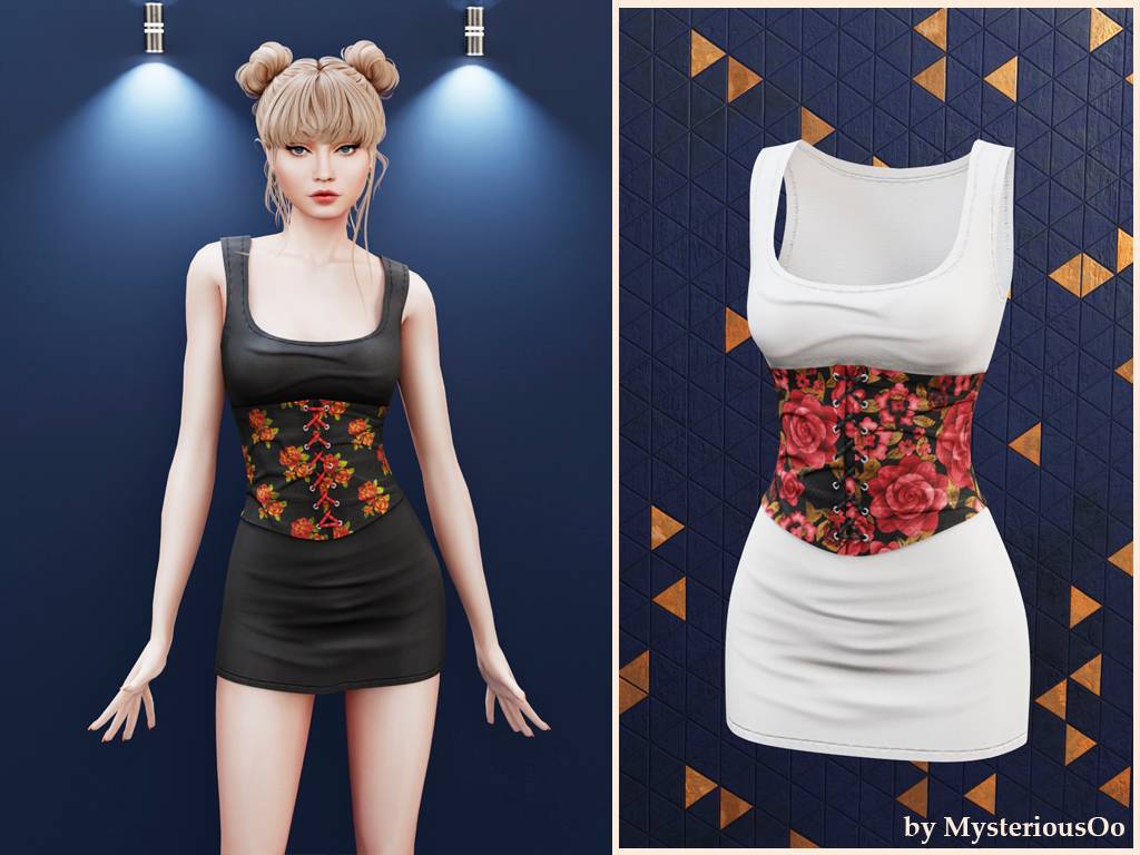 Floral corset mini dress - The Sims 4 Create a Sim - CurseForge