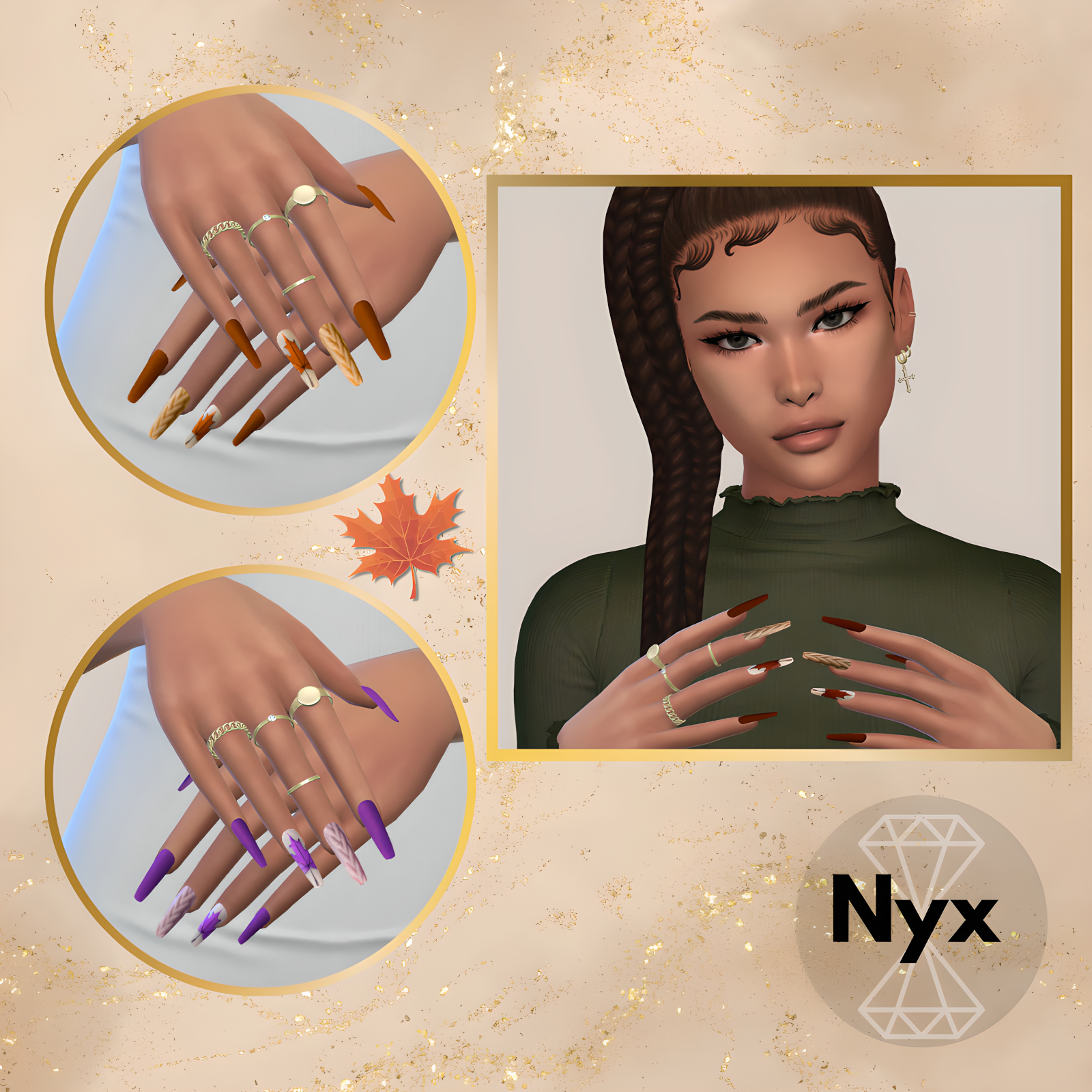 Fall nails set 130 - The Sims 4 Create a Sim - CurseForge
