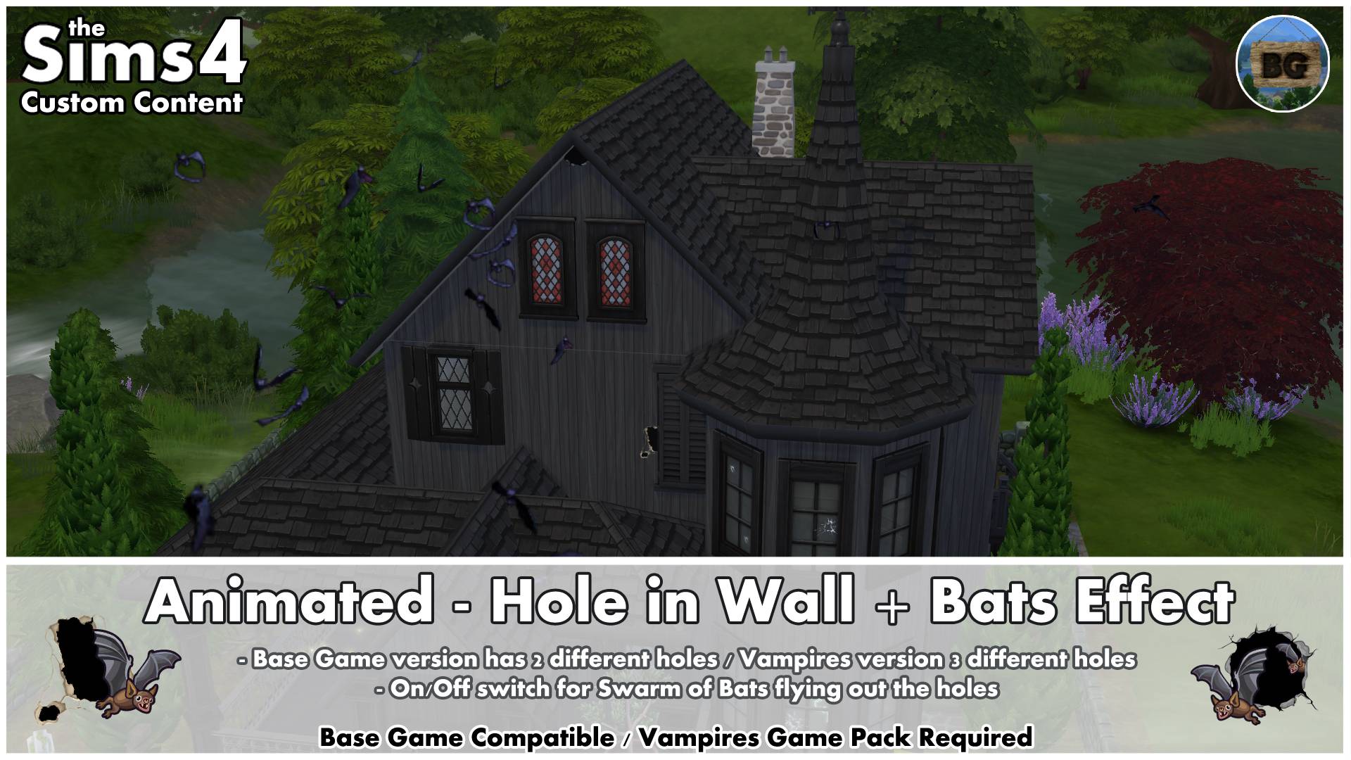 Animated Hole in Wall + Bats VFX ~ Halloween ~ Animal ~ Mammal ~ Pet ...