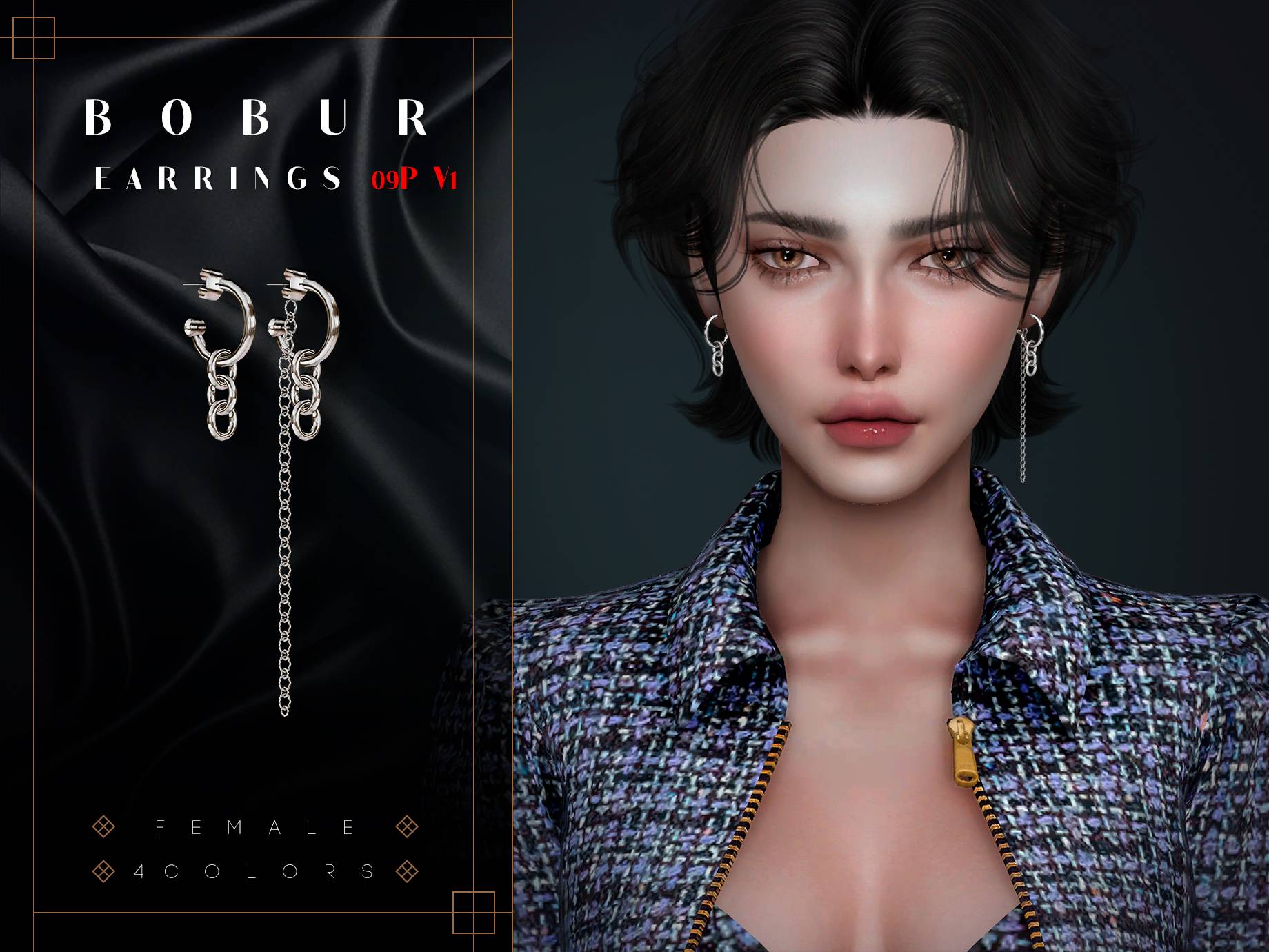 Chain earrings with hanging thin chains - The Sims 4 Create a Sim ...