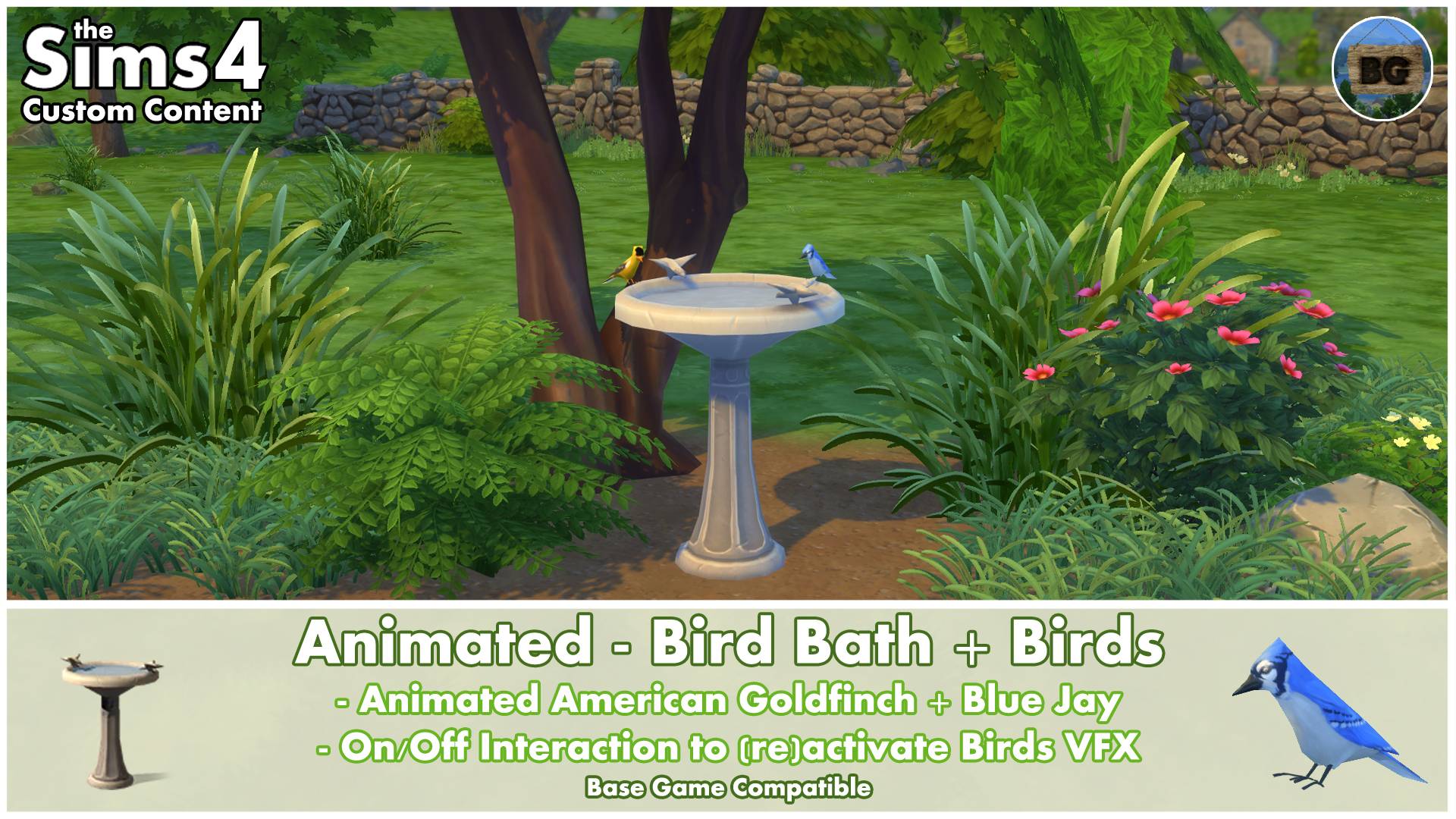 Animated Bird Bath + Bird VFX ~ Birds ~ Animal ~ Pet - The Sims 4 Build ...