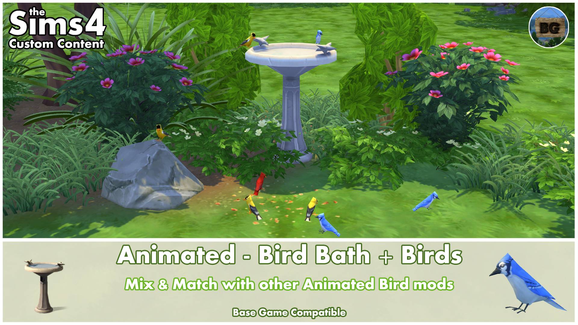 Animated Bird Bath + Bird VFX ~ Birds ~ Animal ~ Pet - The Sims 4 Build ...