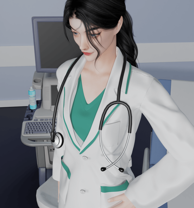 Doctor's gown (AF) + stethoscope - Gallery - The Sims 4 Create a Sim ...