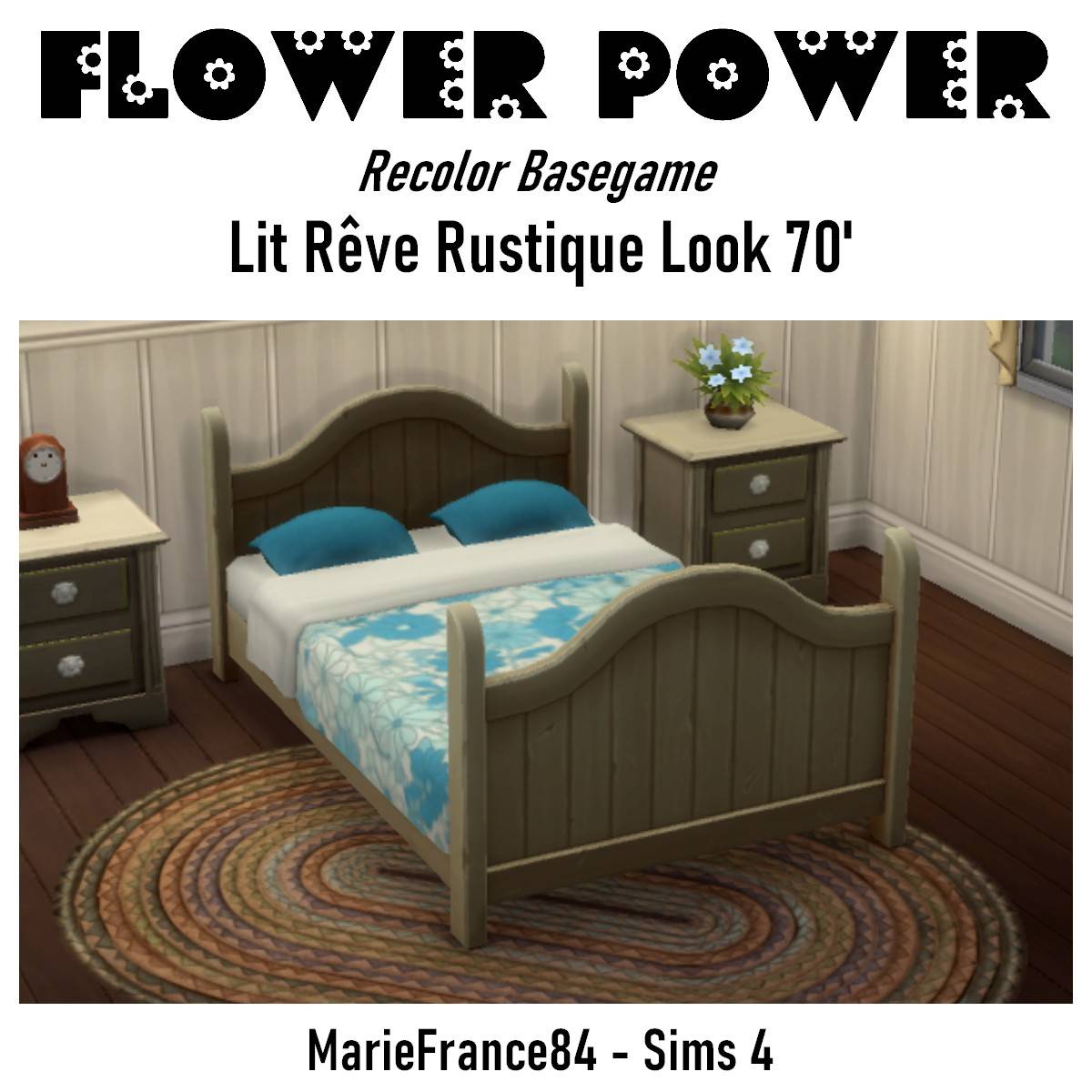 Bed RusticDream//Look 70'//Recolor bed Basegame - Gallery - The Sims 4 ...