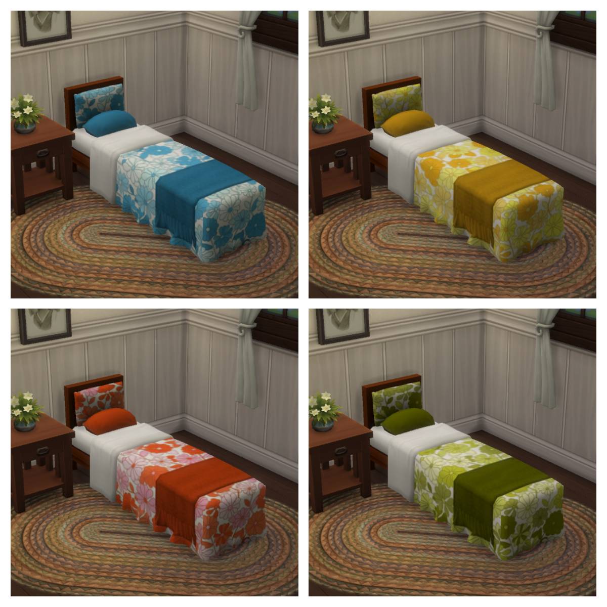 Small Bed Fierté//Look 70'//Recolor bed Basegame - The Sims 4 Build ...