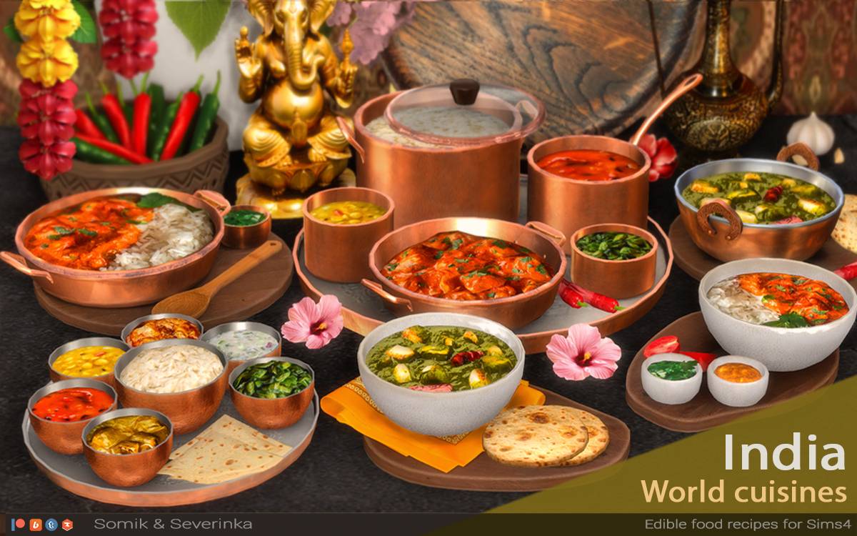 Thali, Palak Paneer and Chicken Tikka Masala-Indian Cuisine set 1 - The Sims 4 Mods - CurseForge