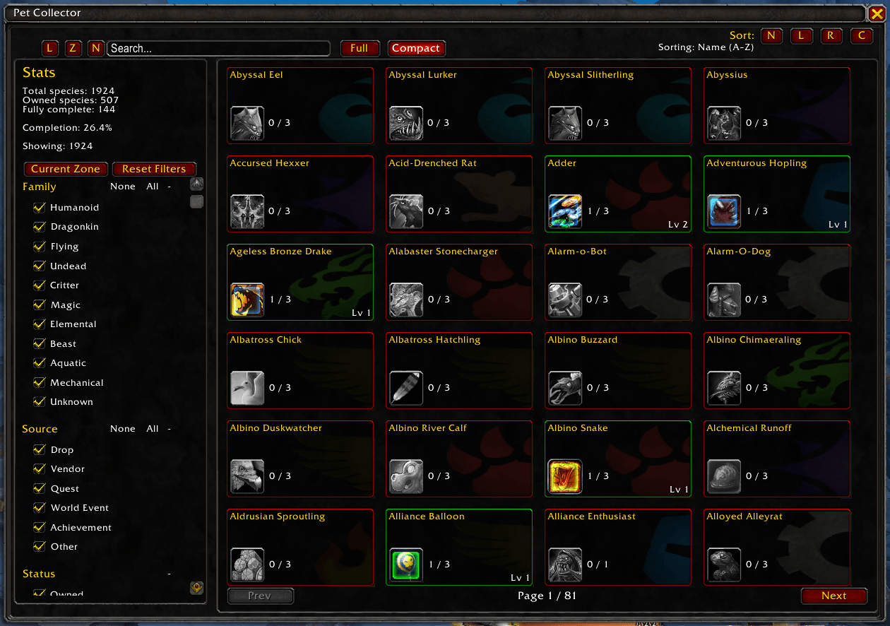 Pet Collector - World of Warcraft Addons - CurseForge