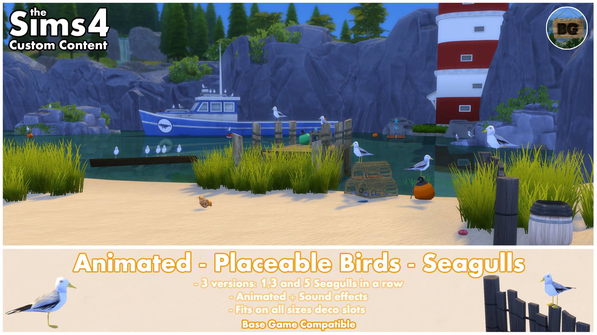 Animated Seagulls ~ Bird ~ Animal ~ Seagull ~ Pet - The Sims 4 Build ...