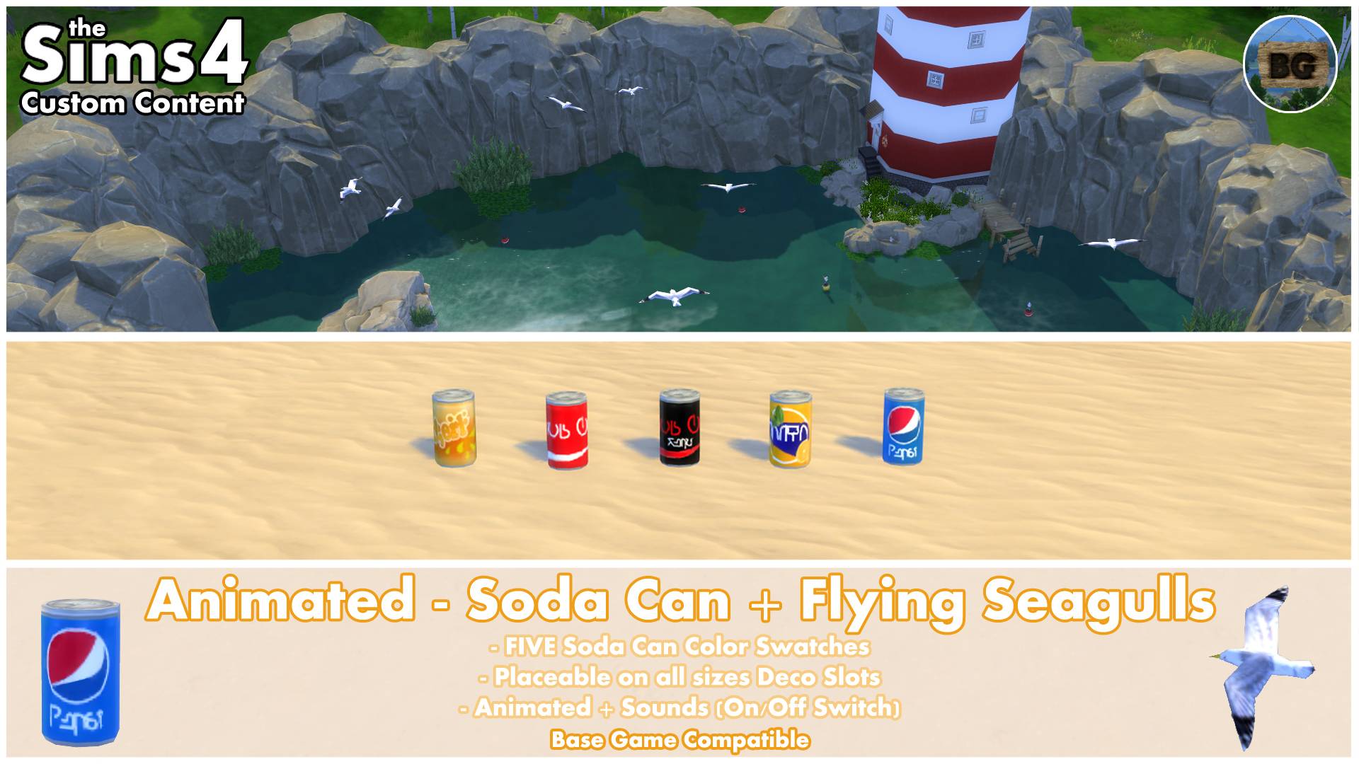 Animated Soda Can + Seagulls ~ Bird ~ Animal ~ Seagull ~ Pet - The Sims ...