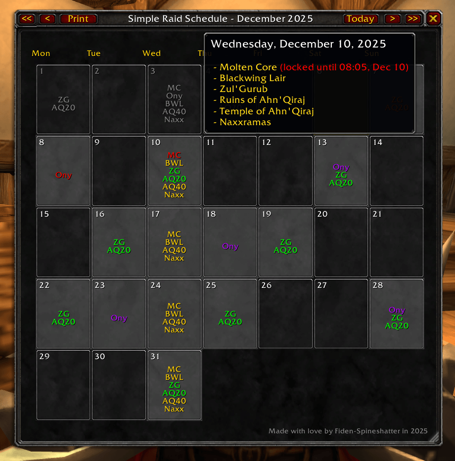 Simple Raid Schedule - World of Warcraft Addons - CurseForge
