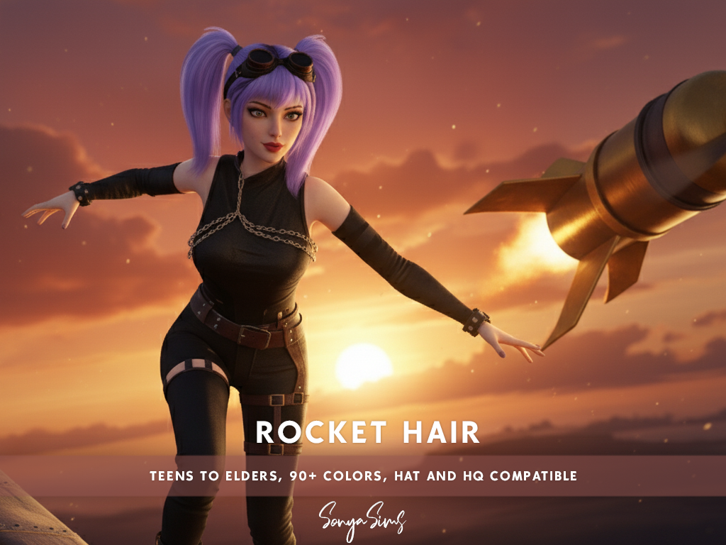 USAGI - Rocket Hair (With Bangs - Longer) - The Sims 4 Create a Sim - CurseForge