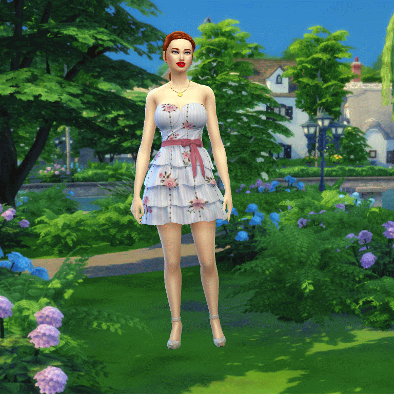 DressFrilly Romantic//Look Rural//Recolor dress basegame - The Sims 4 ...